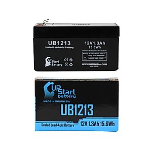 Replacement for Werker WKA12-1.3F Battery - Replacement UB1213 Universal Sealed Lead Acid Battery (12V, 1.3Ah, 1300mAh, F1 Terminal, AGM, SLA) - Includes Two F1 to F2 Terminal Adapters