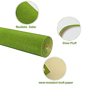Artificial Model Grass Mat Trains Green White Yellow Snow 40x200cm or 15.7‘’ x 78'' for Decoration Kids Craft Scenery Model DIY (Grass Green)
