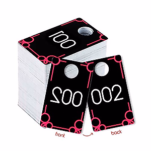 Zilpoo Live Sale Plastic Tags, 001-500 Number Series, Pink Normal and Reversed Mirrored Image Accessories Supplies Business Cards, Select a Set of 100 Numbers (001-100)