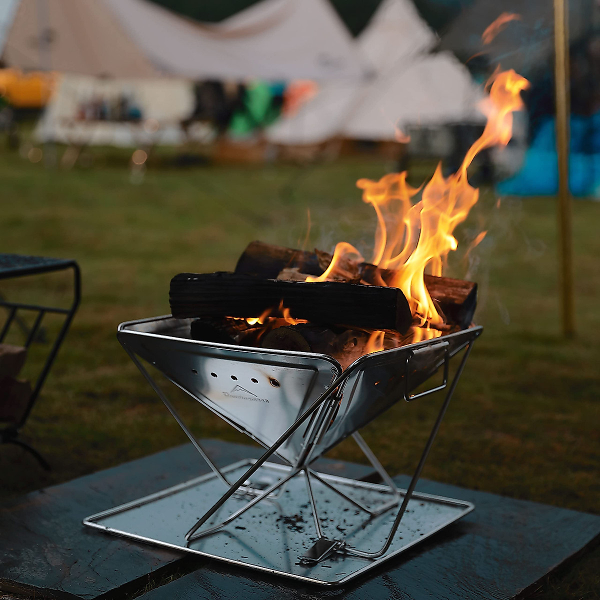 CAMPINGMOON 3-in-1 Portable Stainless Steel Wood Burning Grill and Fire ...