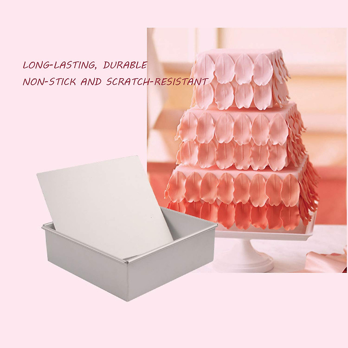 Anodized Aluminum Square Cheesecake Pan Chiffon Cake Mold Baking Mould with Removable Bottom 4 Inch x 4 inch x 2 inch