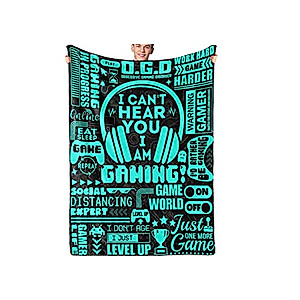 InnoBeta Gaming Gifts, Gifts for Gamers, Gaming, Boys, Men, I Can't Hear You, I'm Gaming, Level Up, Bed Flannel Plush Blankets Throws 50x65 Inches
