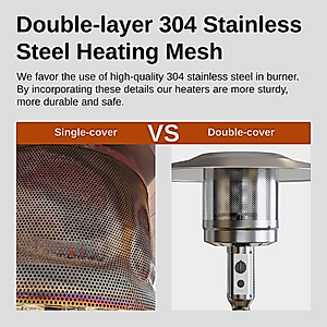 EAST OAK 50,000 BTU Patio Heater Bundle with Cover and Table | Outdoor Commercial Grade Propane Heater Set