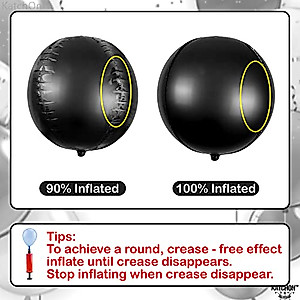 Giant 22 Inch Matte Black Foil Balloons - Pack of 6 | Black Round Balloons 360 Degree 4D Metallic Black Balloons | Black Birthday Decorations | Black Metallic Balloons, Graduation Decorations 2023