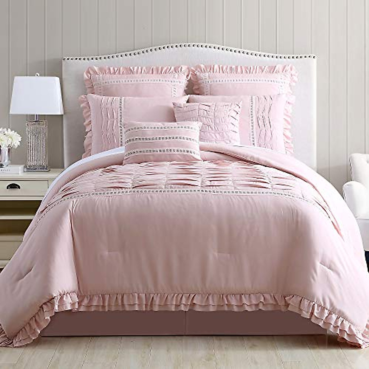 Amrapur Overseas Antonella 8-Piece Pleated Comforter Set (King, Mauve)