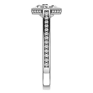 JEWELERYN 4 CT Moissanite Asscher Engagement Ring Set and Wedding Ring Bridal Set in Sterling Silver, colorless Moissanite, VVS1 Clarity, Sizes 4 to 11, Bezel Set for Her (4)