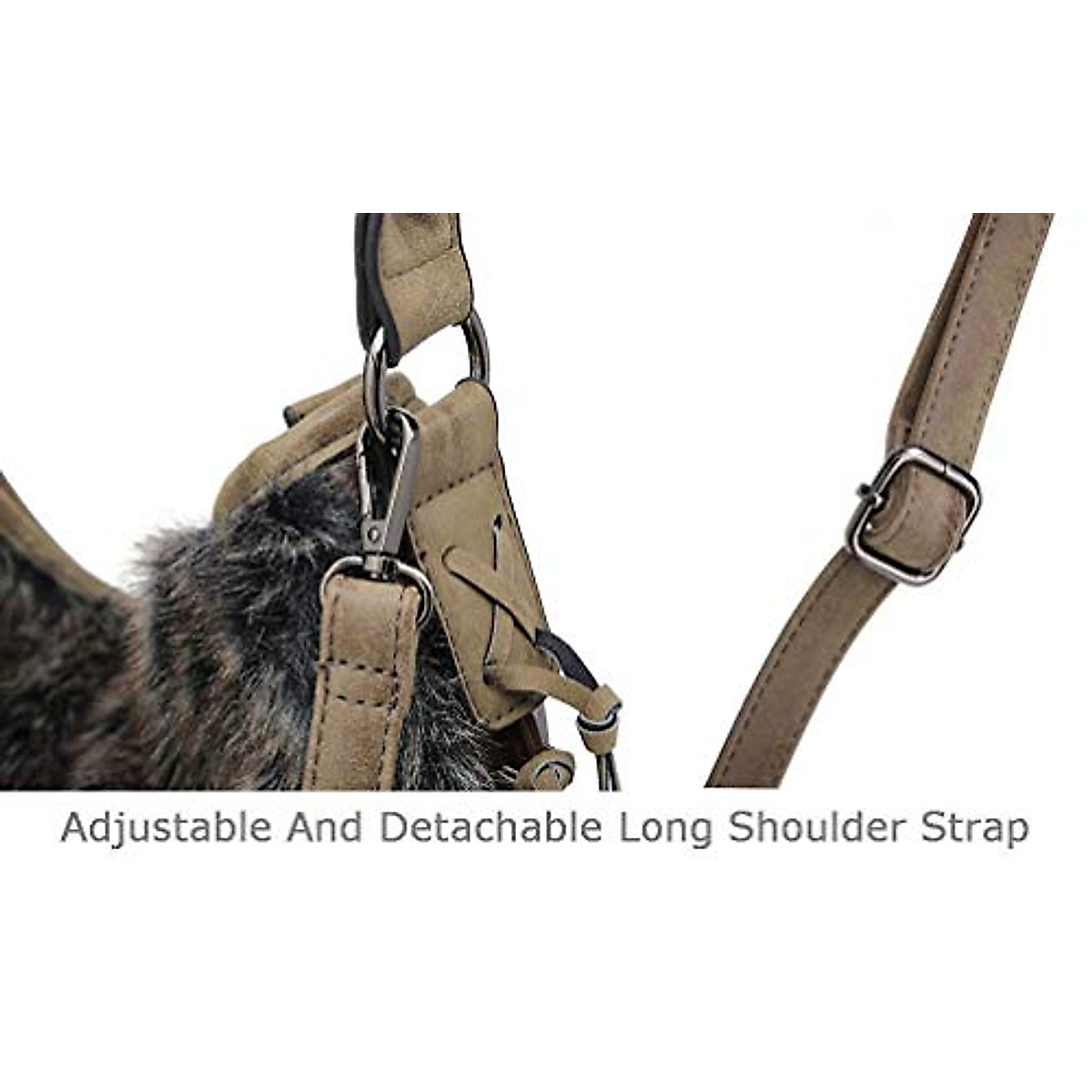 SHOMICO Fur Hobo Bag Fringe Purse for Women Boho shoulder Big (Large Fur Brown)