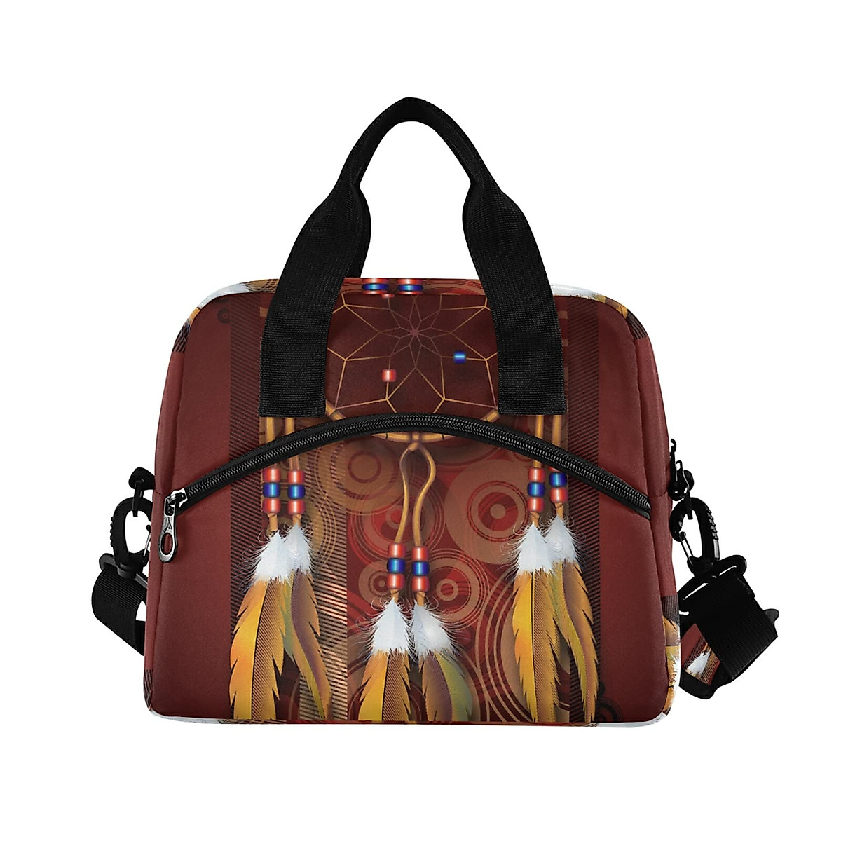 ALAZA Native American Lunch Bags for Women Leakproof Crossbody Lunch Bag lunch Box Lunch Cooler Bag for Women,Nurse,Teachers(7cr0b)