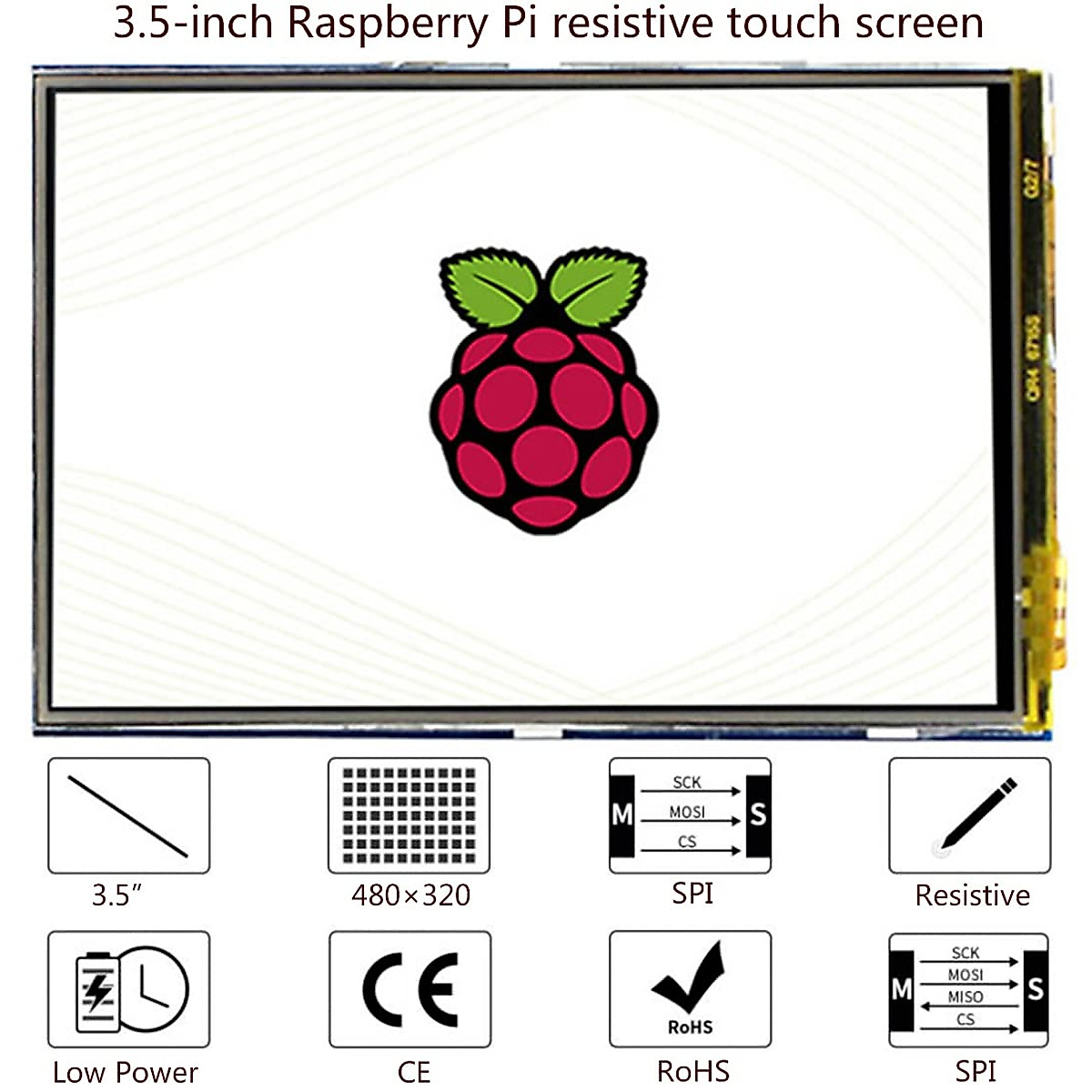 Bicool 3.5 inch Touch Screen TFT LCD for Raspberry Pi 4B/3B+/3B/2B/Zero/Zero W/Zero WH 480x320 Pixel XPT2046 Controller SPI Interface