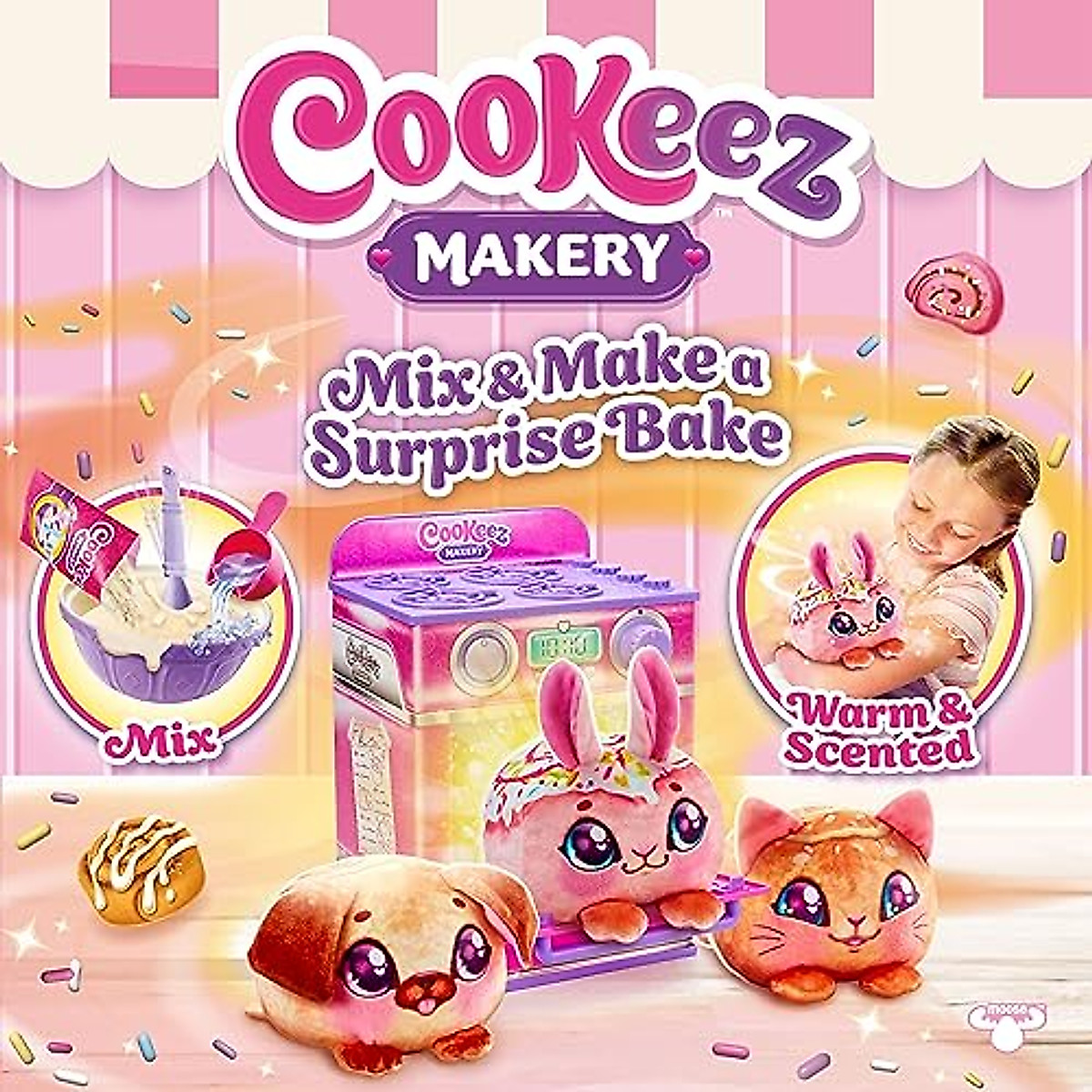 COOKEEZ MAKERY Cinnamon Treatz Oven. Mix & Make a Plush Best Friend! Place Your Dough in The Oven and Be Amazed When A Warm, Scented, Interactive, Friend Comes Out! Which Will You Make?