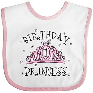 inktastic Tiara 1st Birthday Princess Baby Bib White and Pink 36a6