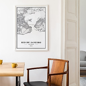 Dear Mapper Rio de Janeiro Brazil View Abstract Road Modern Map Art Minimalist Painting Black and White Canvas Line Art Print Poster Art Print Poster Home Decor (Set of 3 Unframed) (12x16inch)