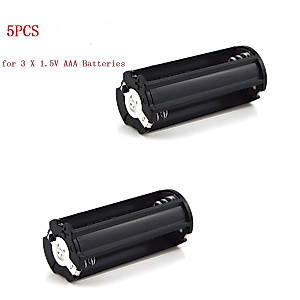 GFORTUN 5PCS 3 x 1.5V AAA Series Connector Battery Case Holder Black Cylindrical for Flashlight Torch