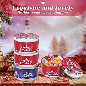 DOITOOL 12 Pcs Christmas Cookie Tin with Lids,Round Metal Cookie Box Christmas Candy Jars,Festive Cookie Containers Xmas Tin Box,Christmas Tinplate with Lids for Storing Candies Biscuits Treat