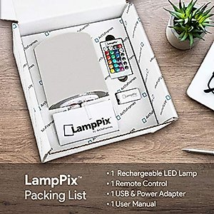 5x7 Inch LED Desk Lamp - Light Stone Custom Canvas Printed Table Light 16 Colors - 5 Level Dimmer - 4 Lighting Effects - Rechargeable Light - Remote Control. by LampPix Made in The USA.