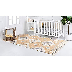 Unique Loom Mesa Collection Geometric, Natural Fibers, Southwestern, Bohemian Area Rug (2' 0 x 3' 0 Rectangular, Yellow/ Ivory)