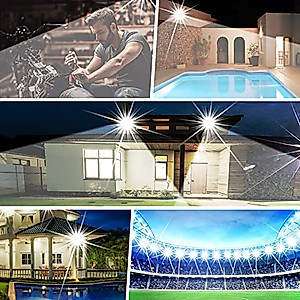 UNUSROOM 2 Pack 50W LED Flood Light Outdoor, 7000LM LED Work Lights,6500K Outdoor Floodlights, IP65 Waterproof,Plug in Flood Light, 6500K Daylight White Plug in Security Light for Yard Lawn Garden