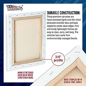 U.S. Art Supply 24 x 30 inch Stretched Canvas 12-Ounce Triple Primed, 6-Pack - Professional Artist Quality White Blank 3/4" Profile, 100% Cotton, Heavy-Weight Gesso - Acrylic Pouring, Oil Painting