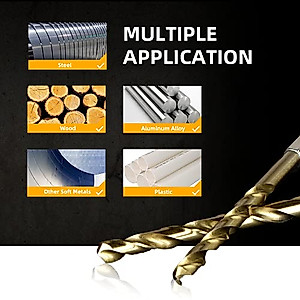 AugTouf 1/4" Hex Shank Drill Bits (10Pcs), Premium 4341 HSS Titanium Impact Hex Drill Bits for Wood, Steel, Metal, Plastic, Quick Change Design