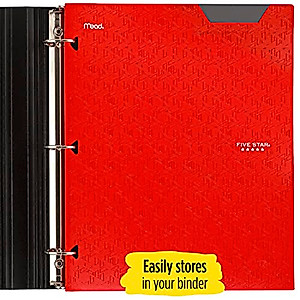 Five Star 2-Pocket Folder, Plastic Folders with Stay-Put Tabs, Fits 3-Ring Binder, Holds 8-1/2” x 11" Paper, Writable Label, Assorted Colors (38065), 4 Count (Pack of 1)