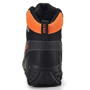 XPETI Winter Boots For Men Waterproof Insulated Outdoor Hiking Boots Men Black/Orange 11.5