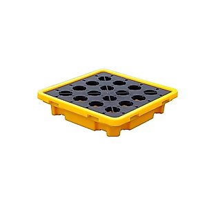 Rygcrud Oil Drum Spill Platform, Modular Spill Containment Pallet With Drain & Forklift Pockets, Industrial Grating Tray for Paint Buckets, Chemicals(43 L/66X66X15 CM)