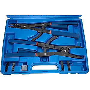 8MILELAKE 16 Inches Heavy Duty Snap-Ring Pliers External and Internal Pliers, Straight, 45°, 90° Tips