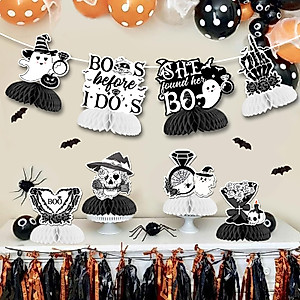 Wonmelody Halloween Bachelorette Party Decor She Found Her Boo Honeycomb Centerpieces Halloween Bridal Shower Decor Boochelorette Ghost Spooky October Decor for Gothic Halloween Wedding Bachelorette