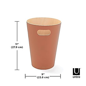 Umbra Woodrow 2 Gallon Modern Wooden Trash Can Wastebasket or Recycling Bin for Home or Office, Sierra