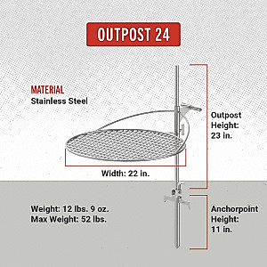 Outpost Grill 24 | Standalone Campfire Grate | Breeo X Series Accessory | Stainless Steel | Durable | Carrying Bag | Camping Cooking Rack | USA Made