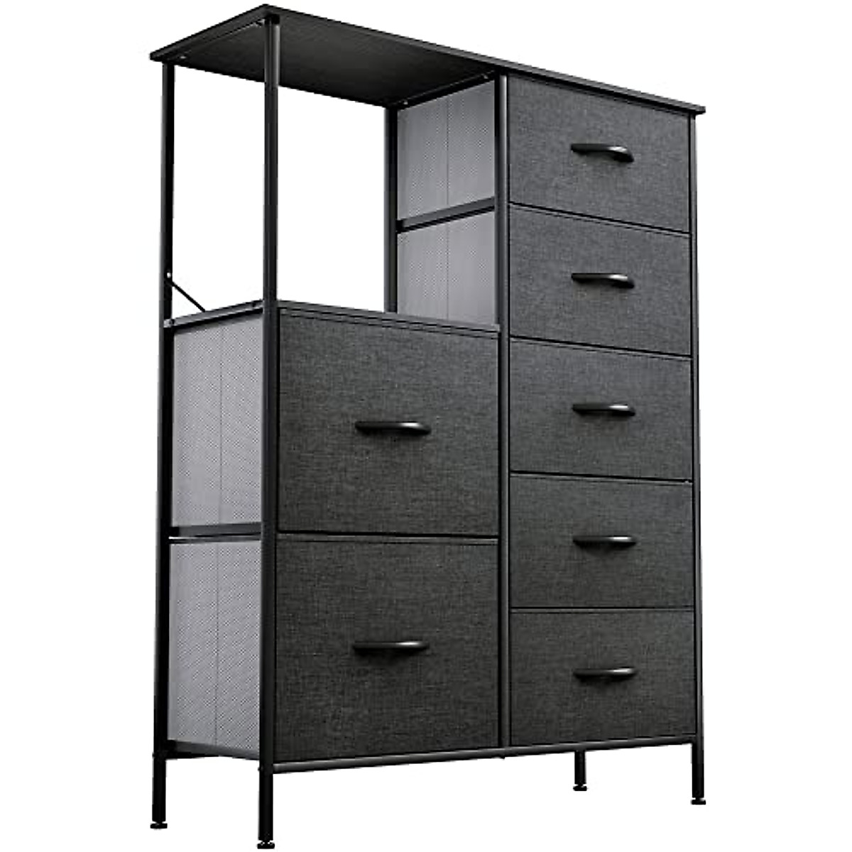 YITAHOME 7-Drawer Fabric Dresser, Furniture Storage Tower Cabinet, Organizer for Bedroom, Living Room, Hallway, Closet & Nursery, Sturdy Steel Frame, Wooden Top, Easy-to-Pull Fabric Bins(Charcoal)
