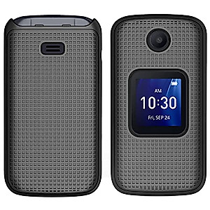 Case with Clip for Go Flip 4 / TCL FLIP Pro Phone, Nakedcellphone Slim Hard Shell Cover and [Rotating/Ratchet] Belt Hip Holster Holder Combo for Alcatel 4056W, 4056L, 4056Z, 4056V - Black