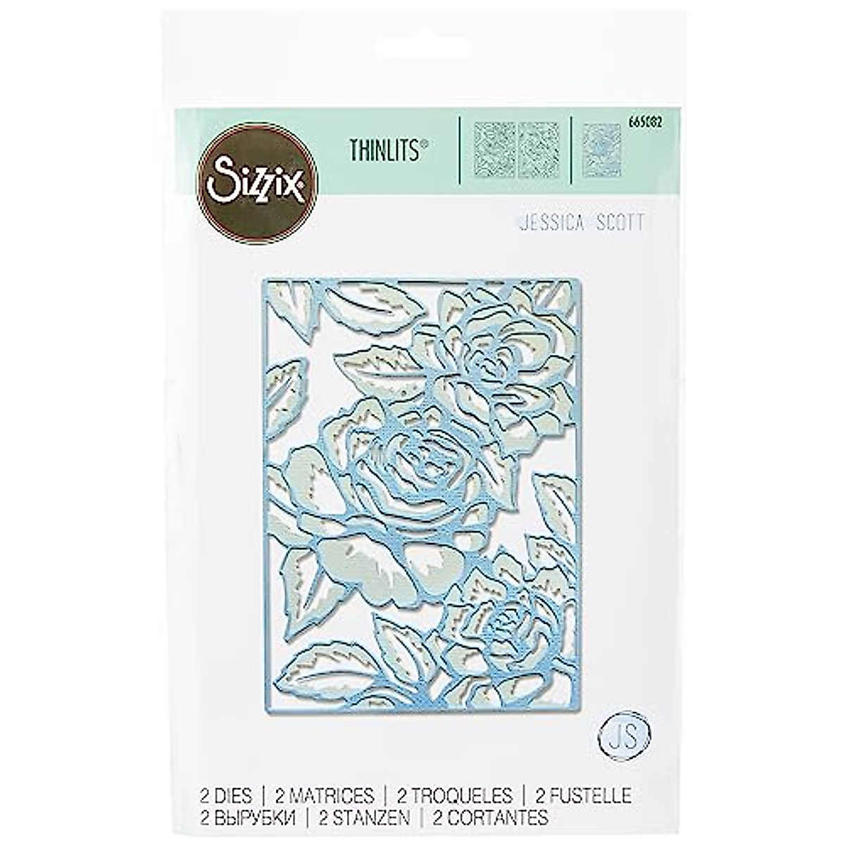 Sizzix Thinlits Die 665082 Floral Lattice by Jessica Scott 2 Pack, Multicolor