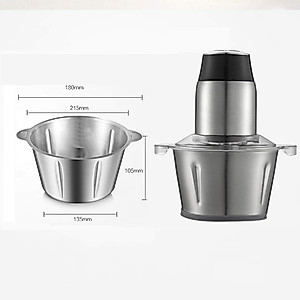 DNATS Metal Meat Grinder-Food Chopper, Electric Meat Grinder 2L Stainless Steel Food Processor for Baby Food, Meat, Vegetables， Stainless Steel Bowl