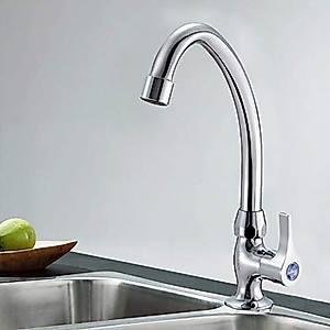 JOMOO Single Handle Wet Bar Sink Faucet Brass Chrome Outdoor RV Kitchen Sink Faucet Commercial Cold Water Modern Utility Faucet Drinking Water Deck Mount Swivel Single Hole Square Handle