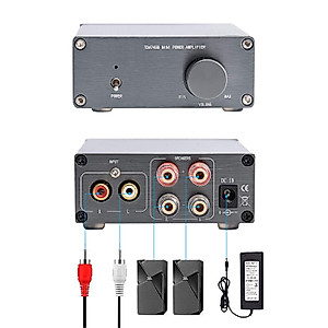 Facmogu TDA7498E Stereo Audio Amplifier Car Audio Amplifier with Power Supply DC 24V 6A,160W x 160W Dual Channel Hi-Fi Amplifier, Mini Class D Integrated Digital Amp Home Speakers (Amplifier+Adapter)