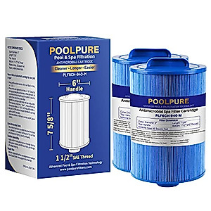 POOLPURE 6CH-940RA Spa Filter Replaces Pleatco PWW50P3-M(1 1/2" Coarse Thread), Filbur FC-0359M, 03FIL1400, 45 sq.ft Screw in Filter 2 Pack