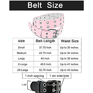 Belle Donne - Women's Double Grommet Leather Jeans Belt, Black , Size L(37"-39")