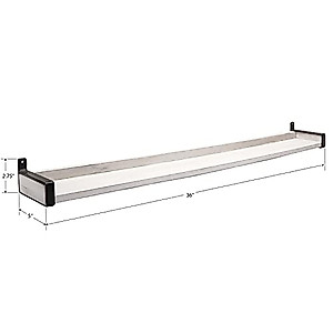 InPlace Shelving, 9602116E, Wall Mounted Real Wood Industrial Bracket Ledge, 36 Inch x 5 Inch x 2.75 Inch, Distressed White