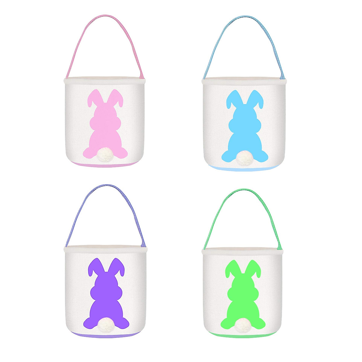 Viyorshop Easter Bunny Basket Bags Easter Rabbit Basket for Children Canvas Cotton Carrying Gift and Eggs Hunt Bag for Easter Eggs, Toys, Candy