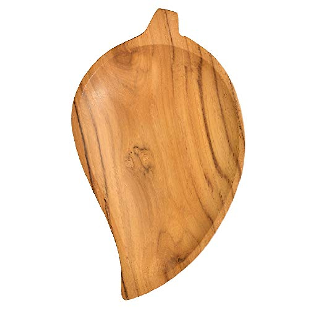 AeraVida Vintage Nature Leaf-Shaped Teak Wood Serving Platter or Bowl | Wooden Platters for Serving Food | Teak Wood Leaf Platter | Leaf-Shaped Wooden Platter