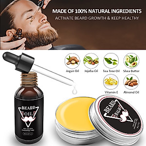 Valentines Day Gifts for Men - Beard Grooming Kit with Beard Oil Beard Balm Beard Brush Beard Comb Beard Scissor - Men Stocking Stuffers - Mens Gifts - Gifts for Men Dad Him Boyfriend Husband Brother
