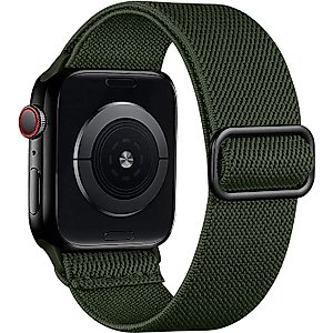 LEUNGLIK Sport Band Compatible with Apple Watch Ultra 49mm, iWatch Series 8/7/6/SE/5/4 [45/44mm], Series 3 [42mm], Rugged Nylon Sport Loop Braided Strap for Gym Outdoors Men Women Green,M/L