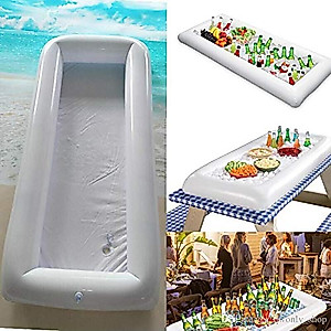 Inflatable Ice Serving Bar 1PCS with Drain Plug 53"*26"*4" Large Size Food Drink Containers Buffet Luau Cooler Salad Ice Tray BBQ Picnic Pool Party Supplies by CCINEE