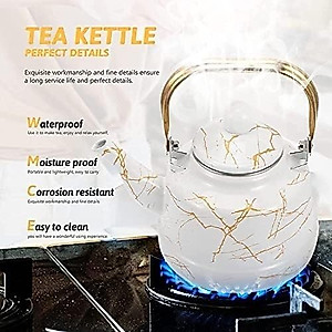Kettle Stovetop Whistling Tea Kettle 1.7L Enamel Kettle Stove Top Coffee Kettle Flat Bottom Kettle Tea Kettle Milk Jug for Gas Stove and Induction Cooker Tea Kettle Stovetop Teapot