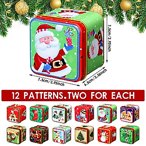 Domensi 24 Pcs Christmas Cookie Tins with Lids Square Candy Metal Cookie Tins Empty Retro Xmas Metal Gift Box Large Capacity Xmas Tin Containers for Holiday Storing Cookies Candies Treat (square)