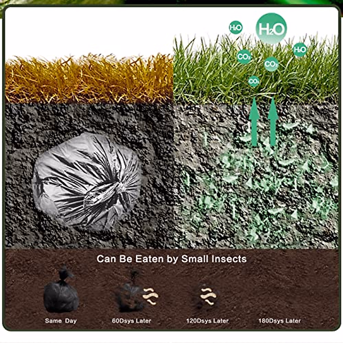 FYY Trash Bag, 8 Gallon 80 Count Garbage Bag Compostable 1.5 Mil Thickness Trash Bags Wastebasket Bin Liners for Home Bathroom Bedroom Kitchen Office (4 Rolls) Black