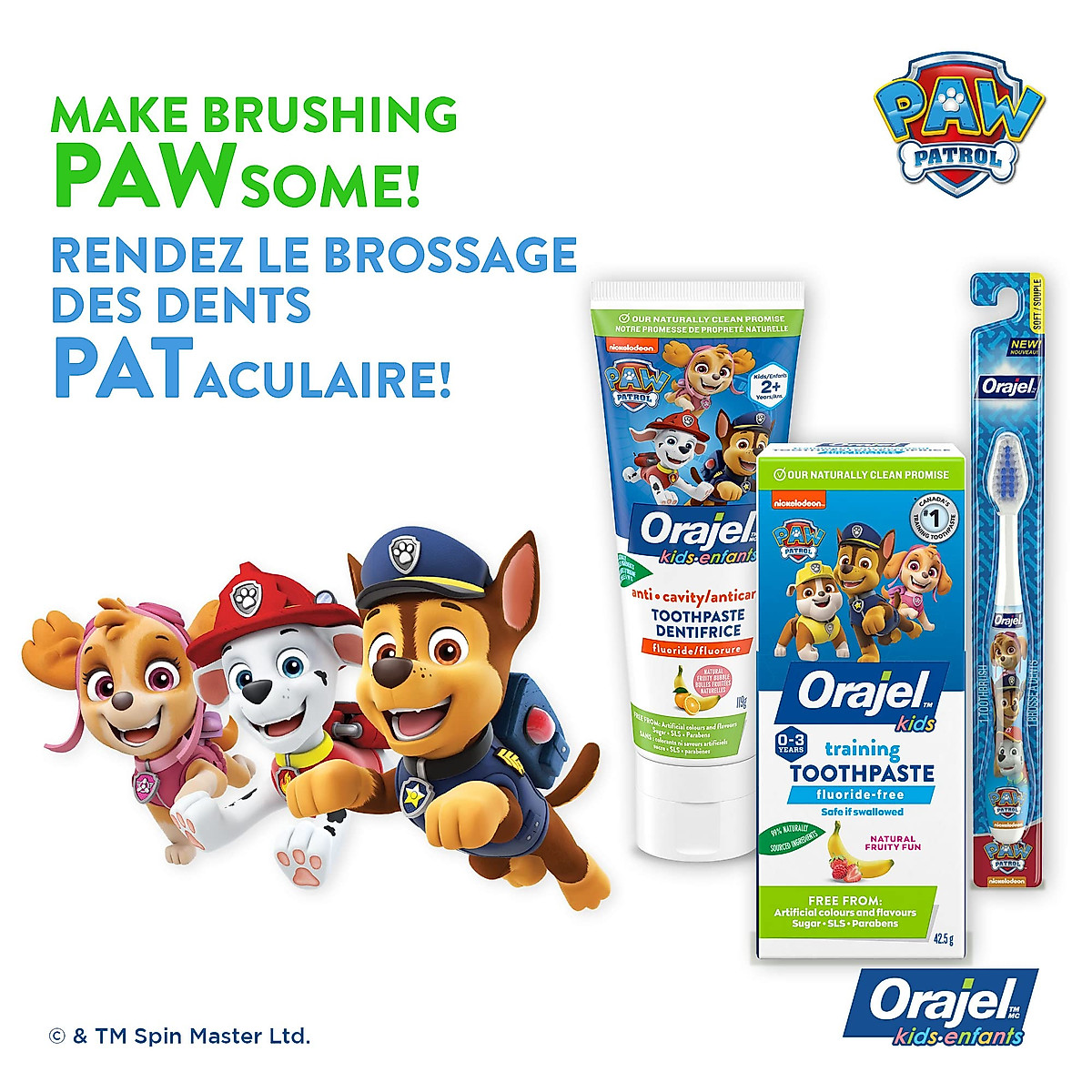 Orajel Kids Paw Patrol Fluoride-Free Training Toothpaste, Natural Fruity Fun Flavor, #1 Pediatrician Recommended Fluoride-Free Toothpaste, 1.5oz Tube