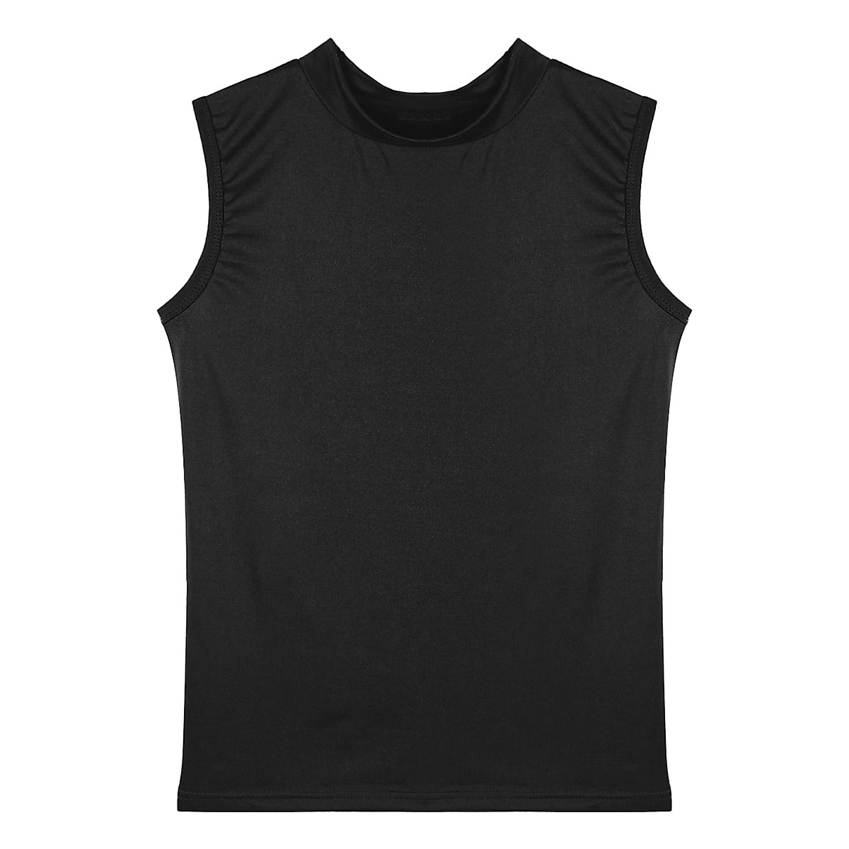 TiaoBug Men's Casual Sleeveless Shirts Mock Turtleneck Pullover Tops Undershirt Vest Tops Black Medium