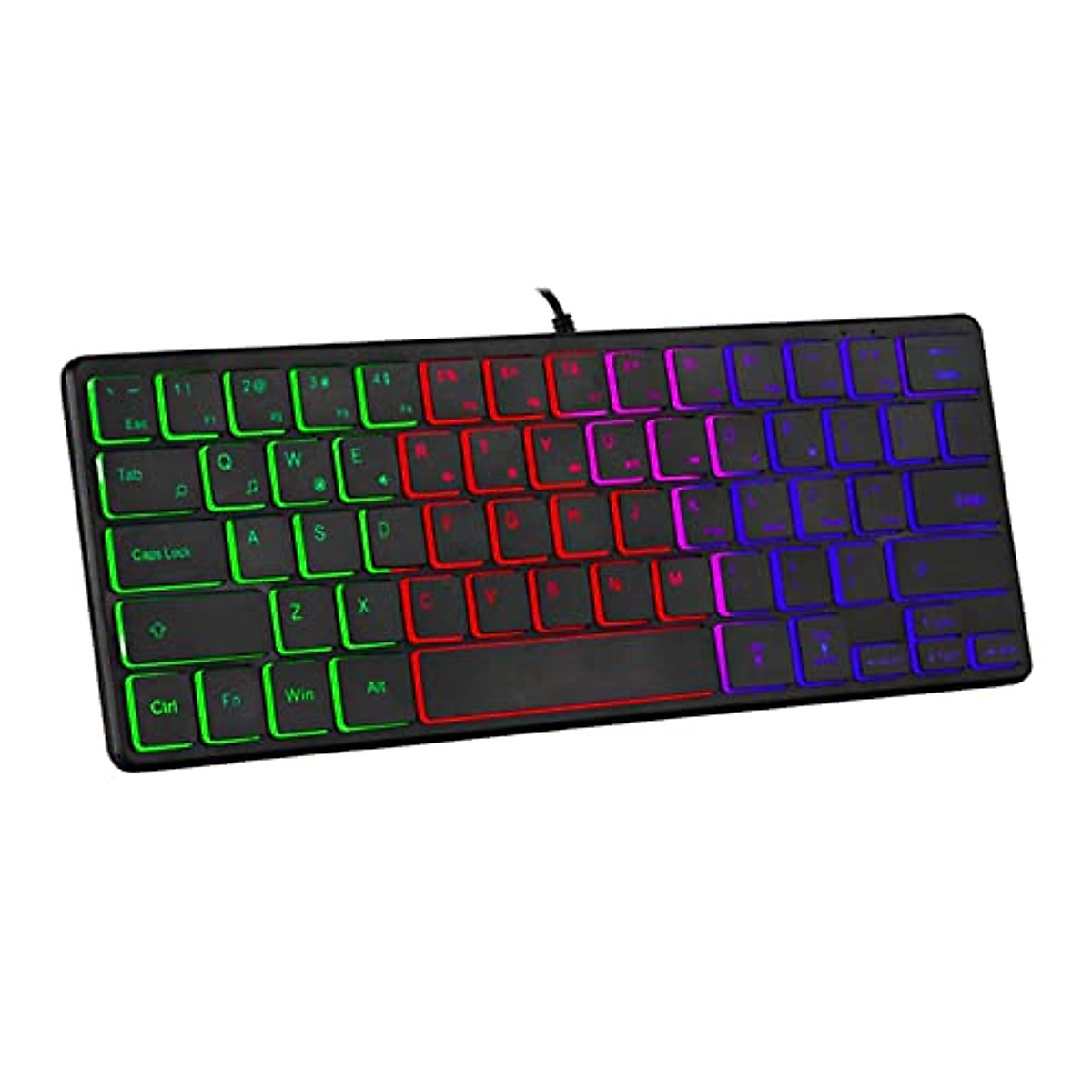 64 Keys Gaming Keyboard Mini Mechanical Illuminated Compact Ergonomic Game Waterproof Three-Color for Typist Travel Business Windows
